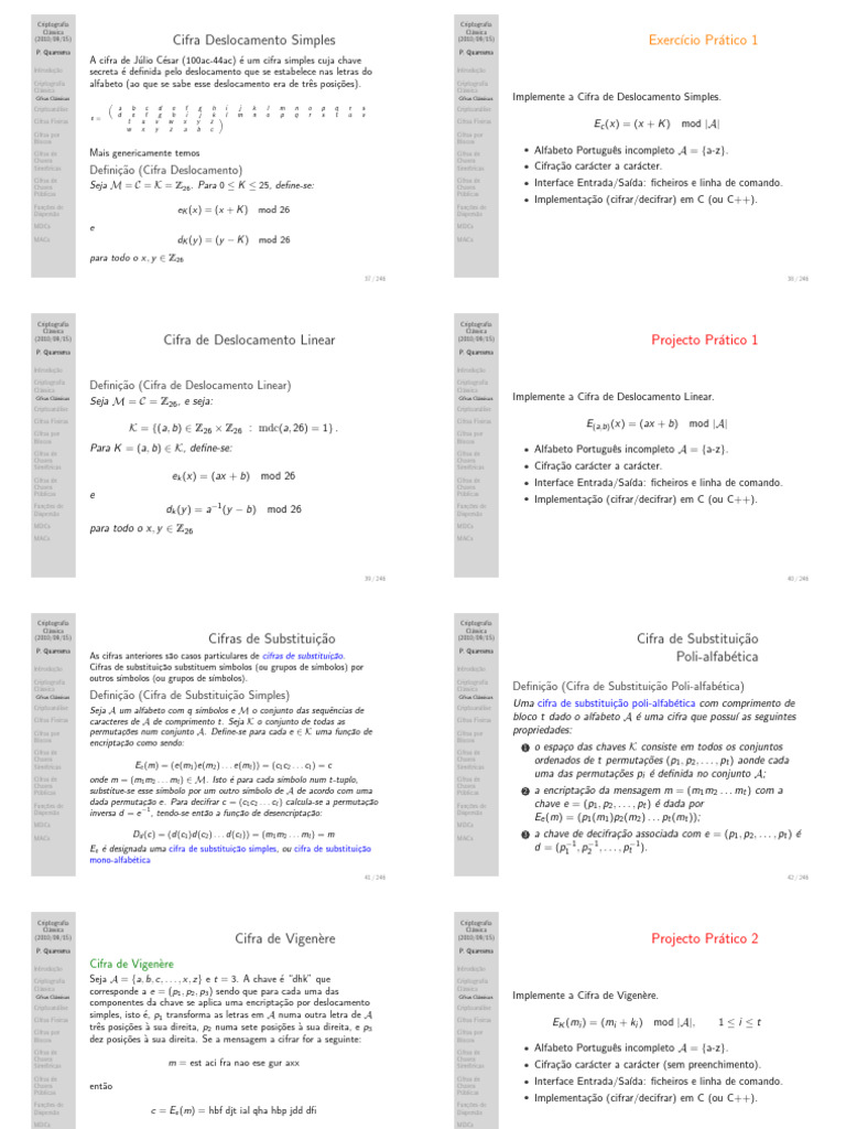 Apontamentos 37 A 44 | PDF | Criptografia | Criptoanálise