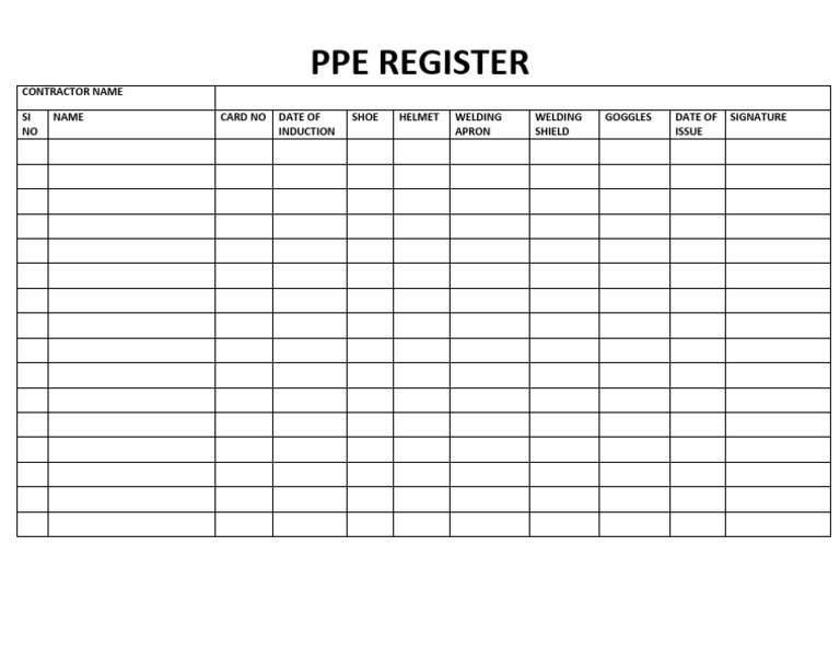 Ppe Register | PDF