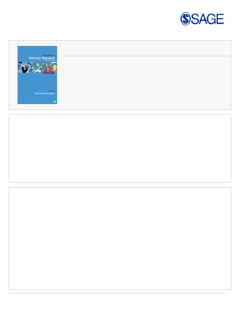 Handbookof Feminist Research | PDF | Feminism | Gender Studies