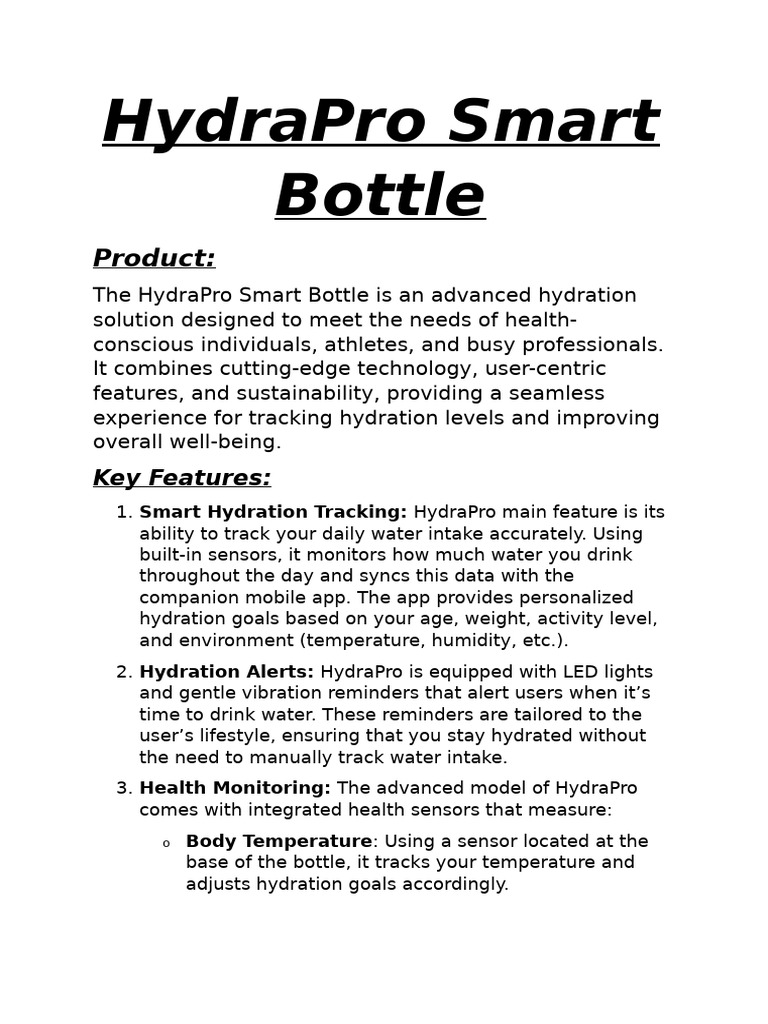 HydraPro Smart Bottle - Business Proposal | PDF | Mobile App