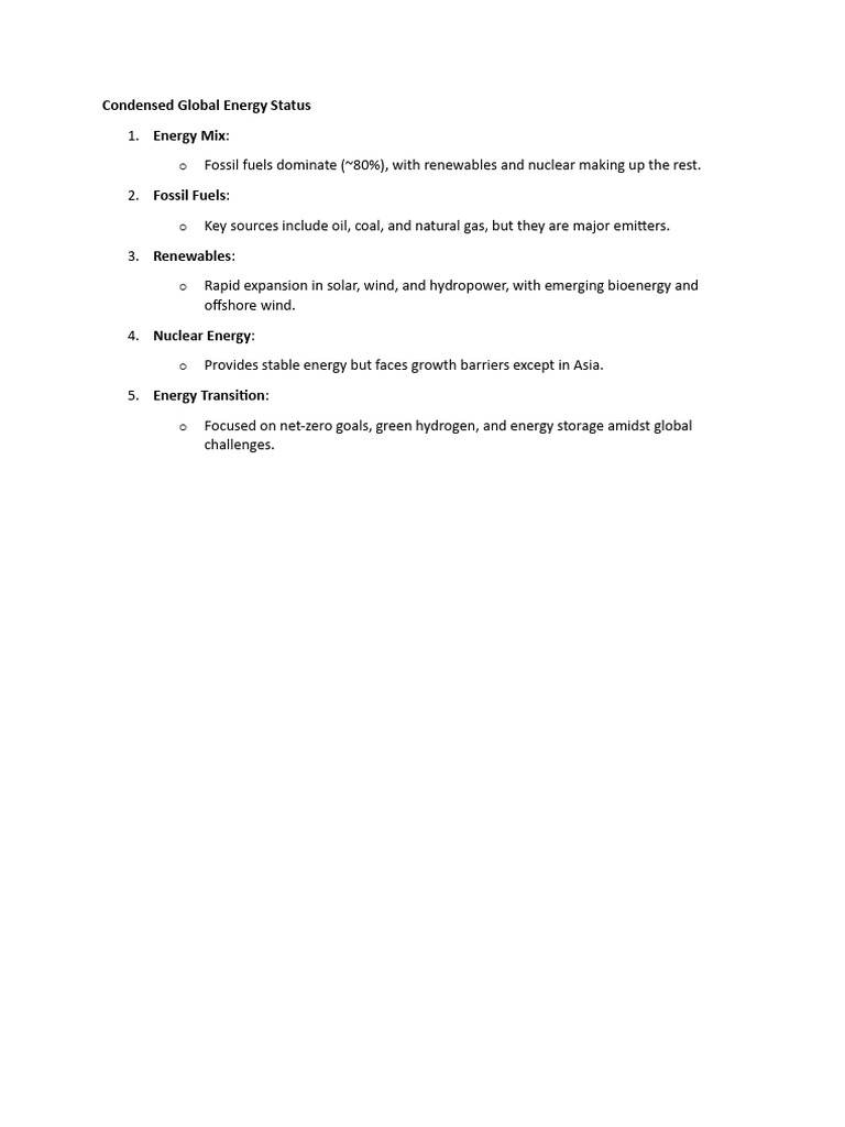 Condensed Global Energy Status | PDF