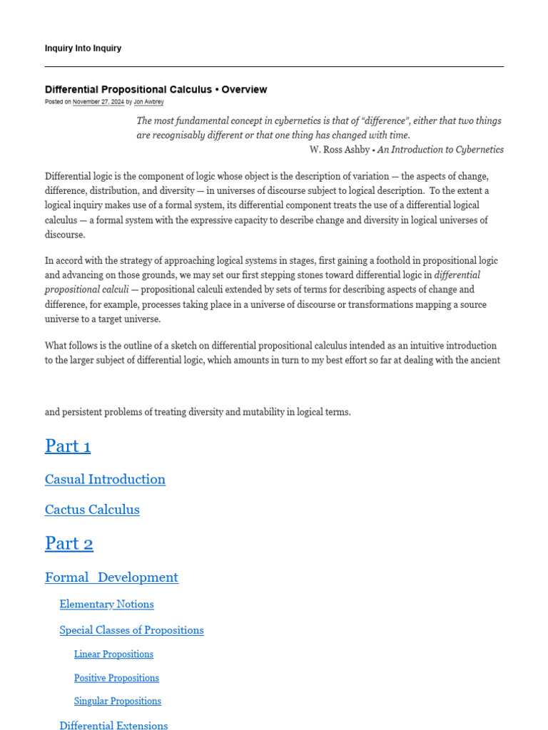 Differential Propositional Logic Guide | PDF | Inquiry | Calculus