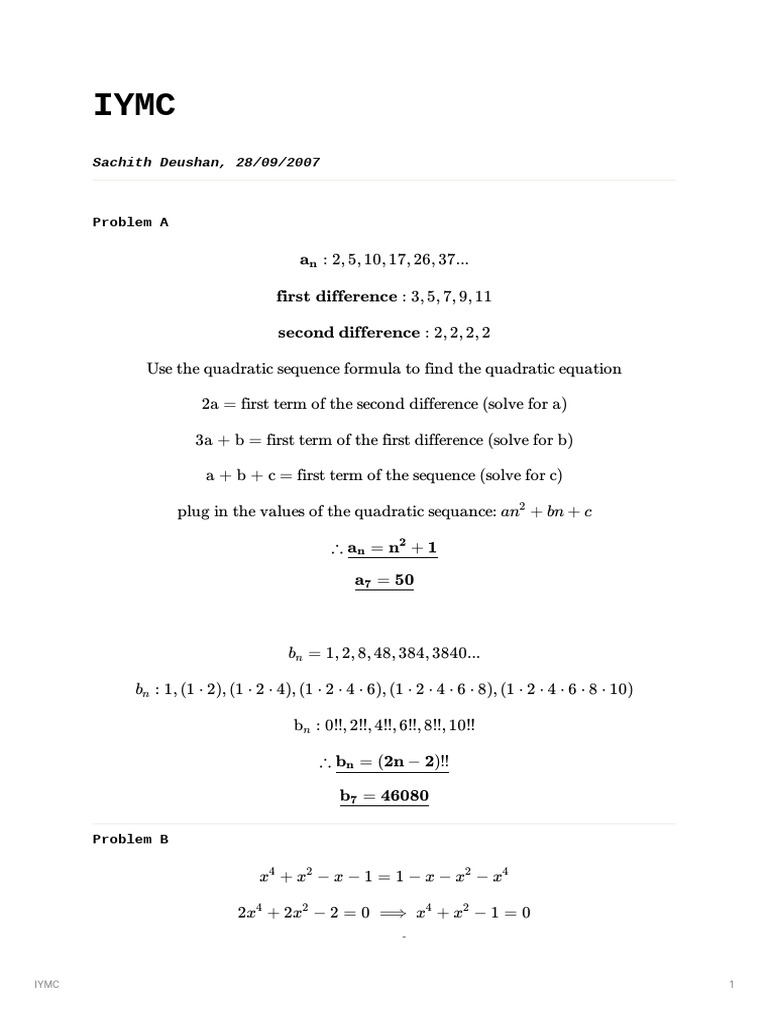 Sachith - IYMC Qualification Round Answers | PDF | Triangle | Mathematics