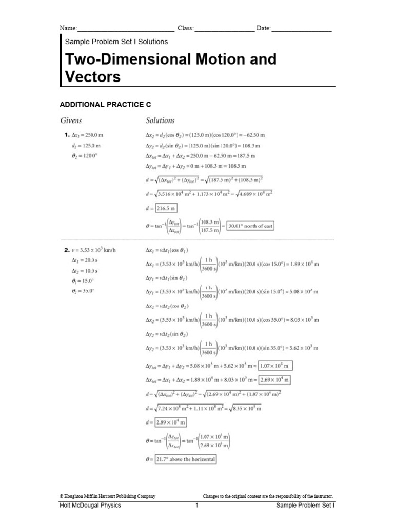 Two-Dimensional Motion Problem Set | PDF | Cartesian Coordinate System ...