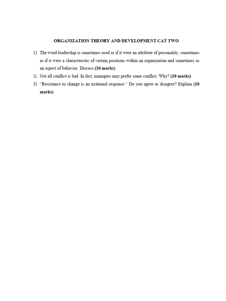 Organization Theory and Development Cat Two | PDF