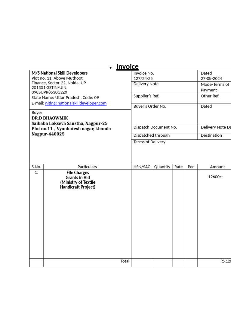 (Invoice) DR - Bhaomik | PDF