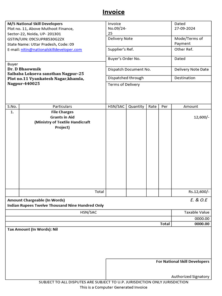 (Invoice) Mr. Dr.d Bhaowmik(Textile) (1) | PDF