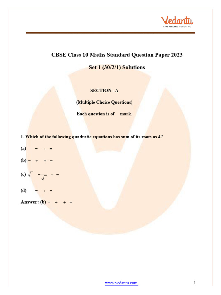 CBSE Class 10 Maths 2023 Solutions | PDF | Area | Circle