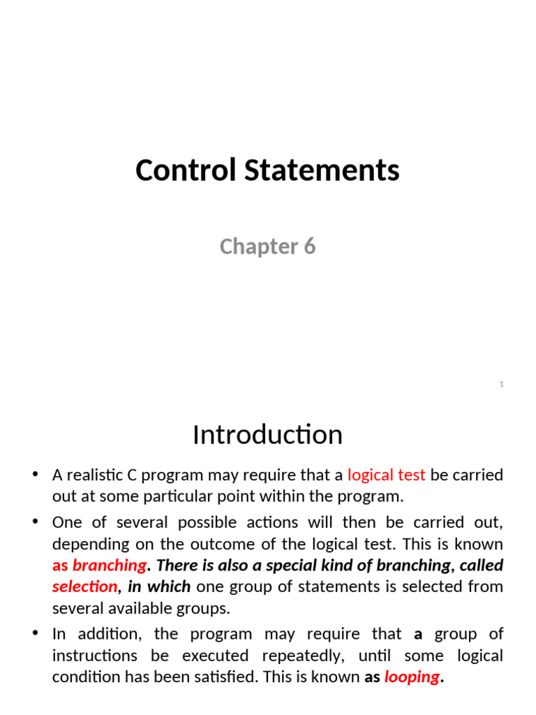 Chapter 6 Control Statements | PDF | Control Flow | Computer Science
