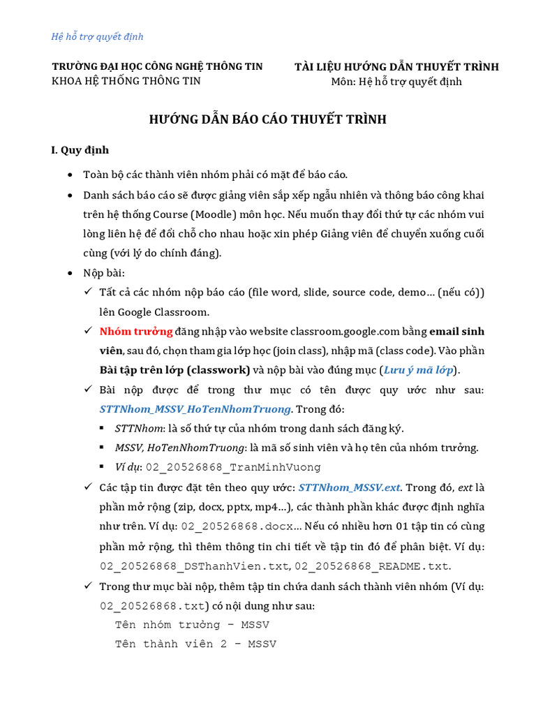 Huong Dan Bao Cao Thuyet Trinh | PDF