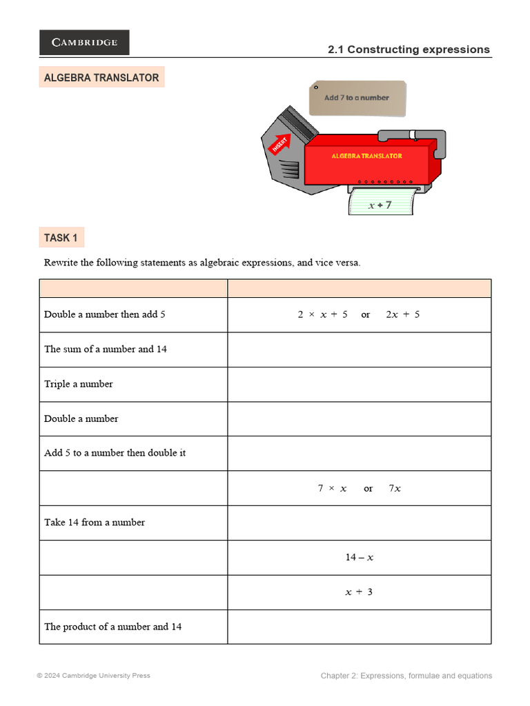 8C Chap 2 Algebra Translator | PDF