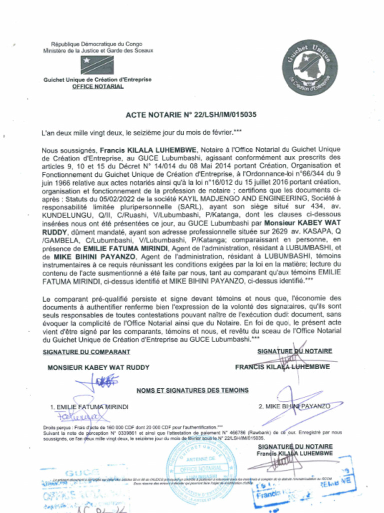 Acte Notarie KME | PDF