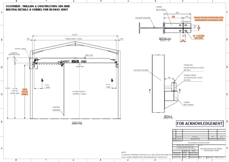 2028 Trillion & Construction Sb - Bolting Details at Corbel for Runway ...
