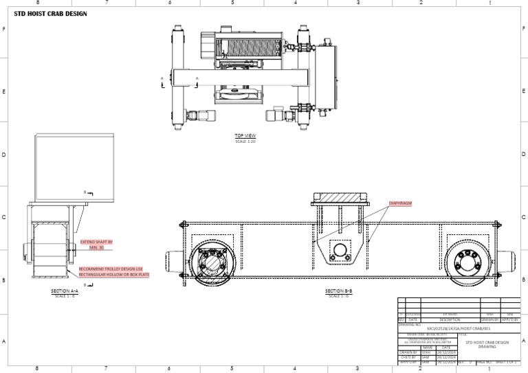 Standard Hoist Crab Design Drawing | PDF