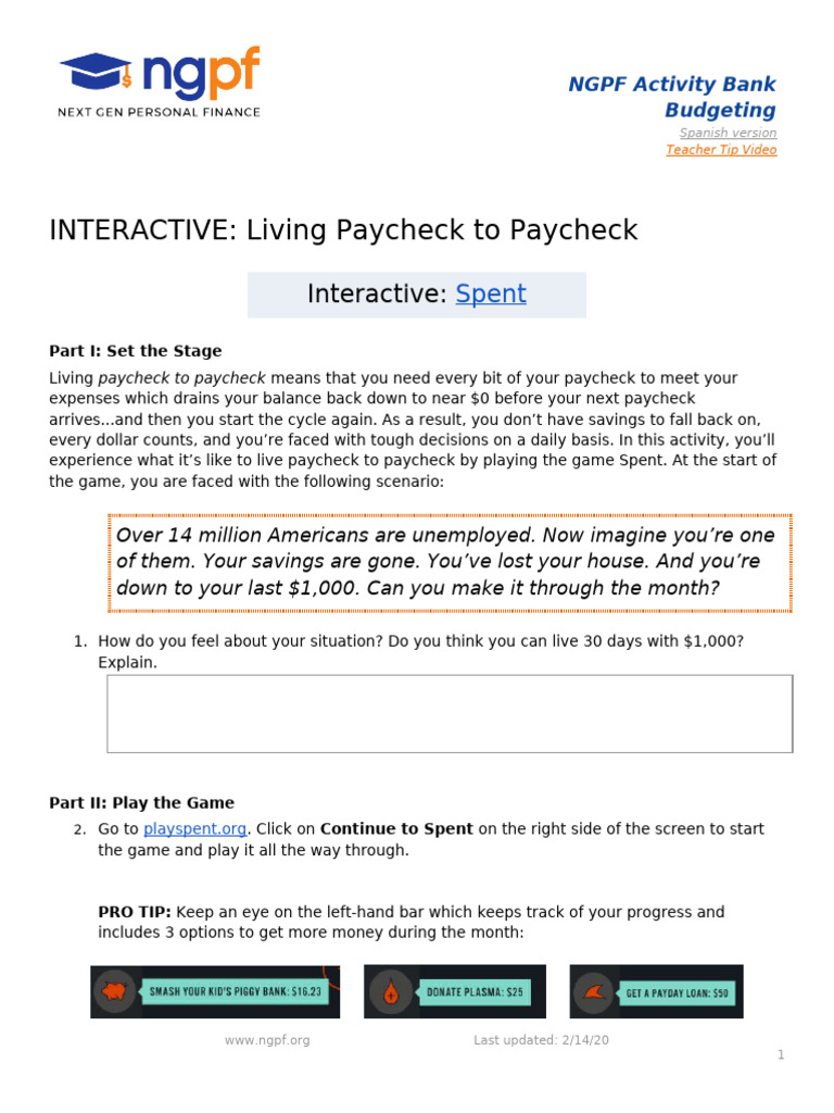 Spent Worksheet | PDF | Psychology | Psychological Concepts