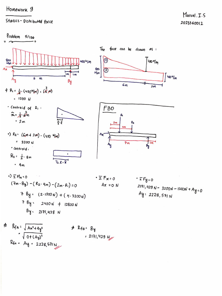 Distributed Force - Statics | PDF