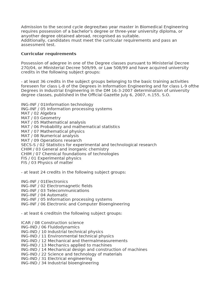 Requisiti Linguistici ING | PDF | Academic Degree | Engineering