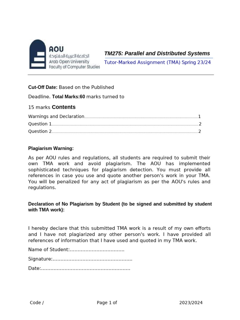 TM275 - TMA - Spring, 2023-2024 | PDF | Computer Science | Computer ...