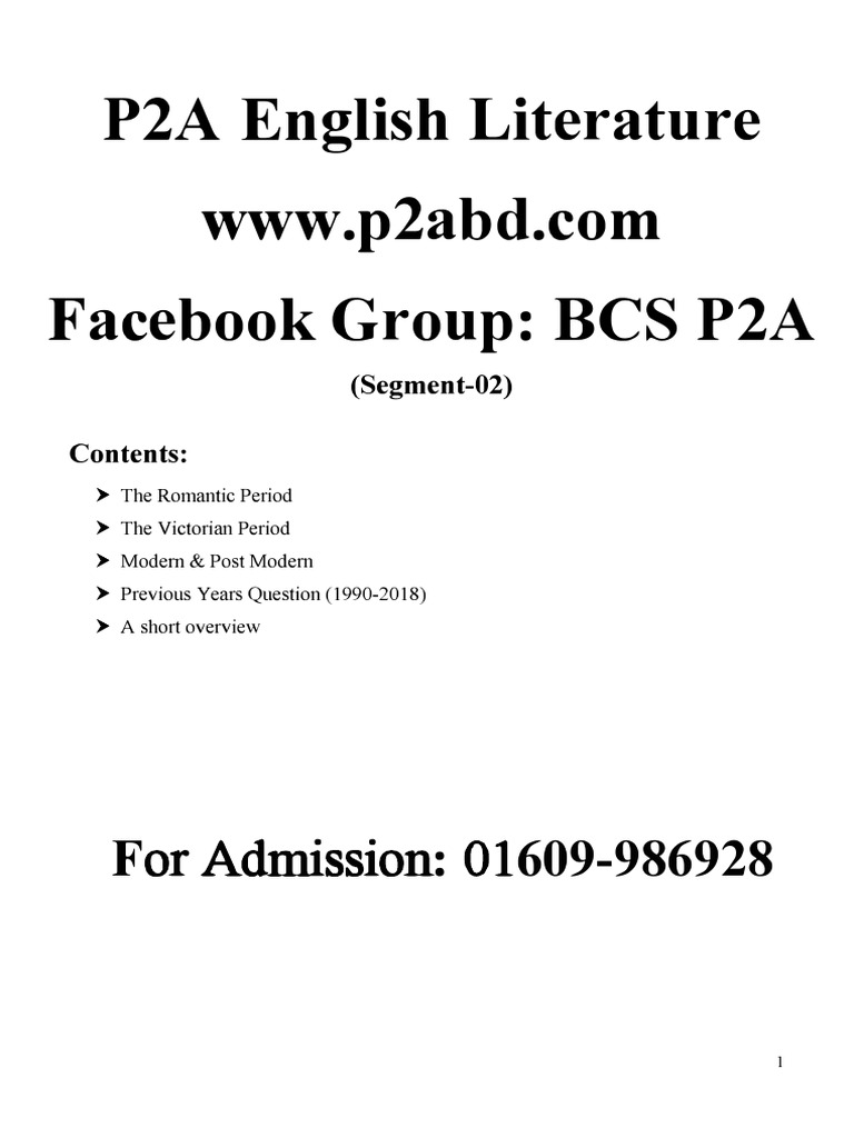 P2A English Literature Quick Revision-2 | PDF | Victorian Literature | English Literature