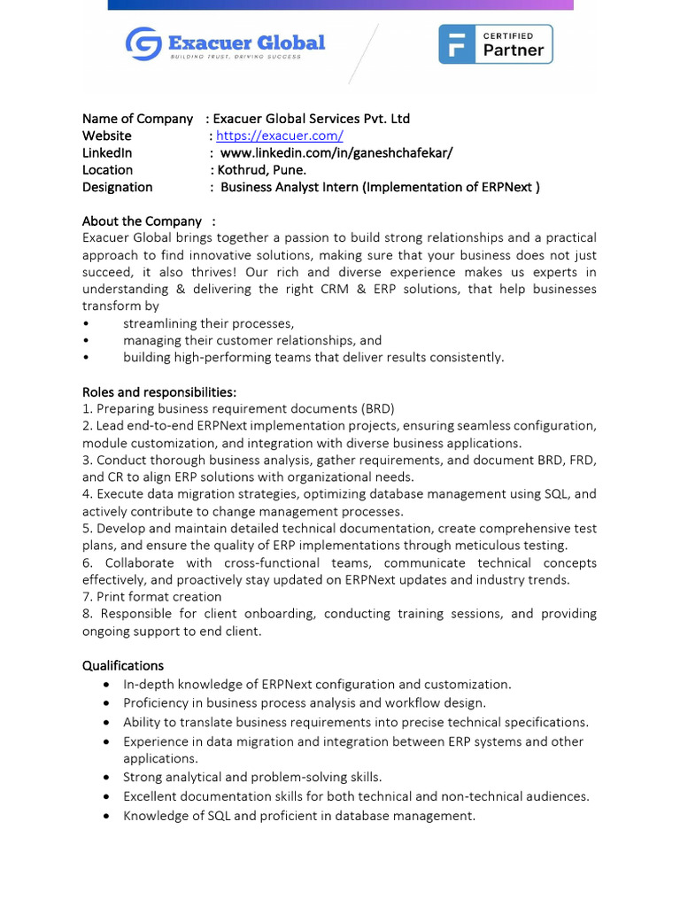 JD- Business Analyst Intern | PDF JD- Business Analyst Intern | PDF