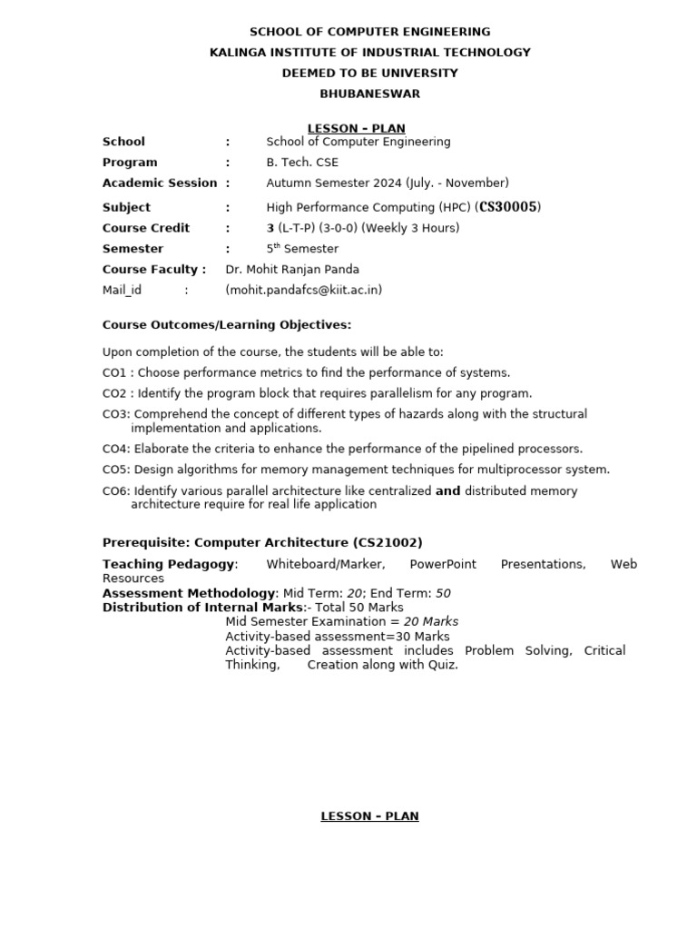2024 HPC Lesson PLAN-1 | PDF | Computing | Computer Science