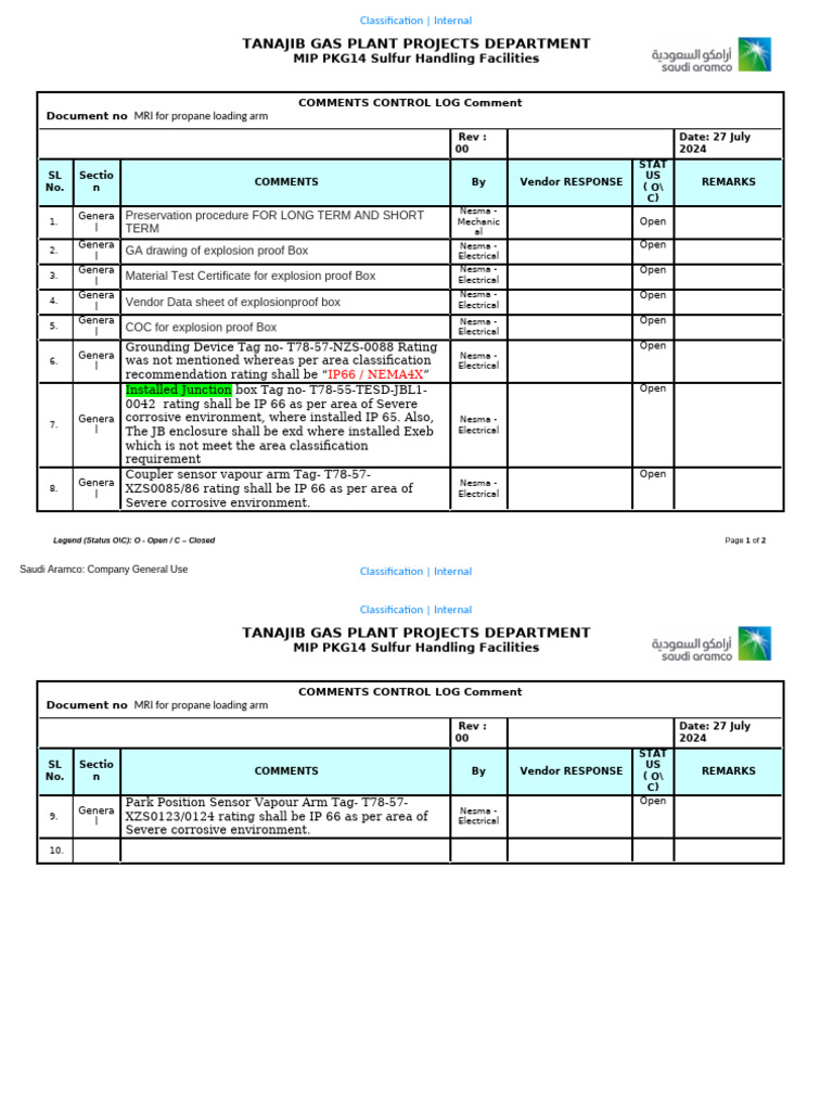 CRS For Propane Loading Arm Mechanical & EI 20 Aug 2024 | PDF