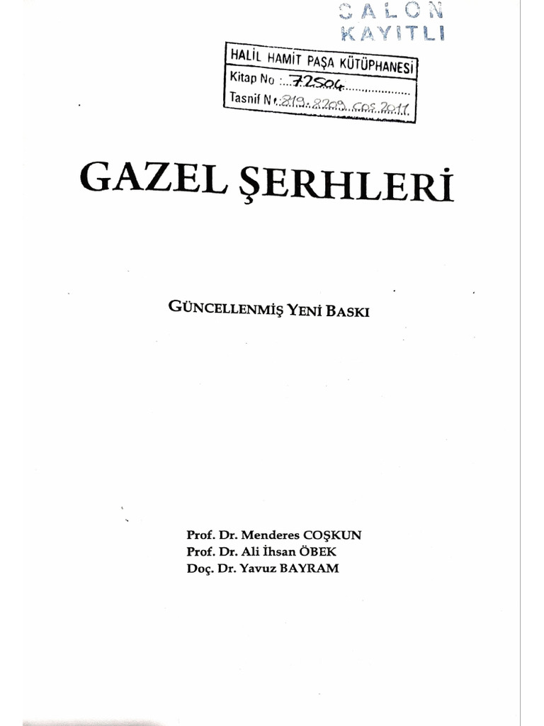 gazel şerhleri tam metin | PDF