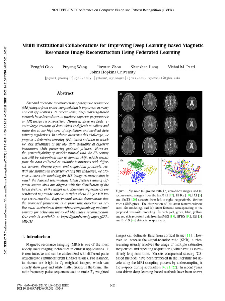 Multi-Institutional Collaborations For Improving Deep Learning-Based Magnetic Resonance Image ...