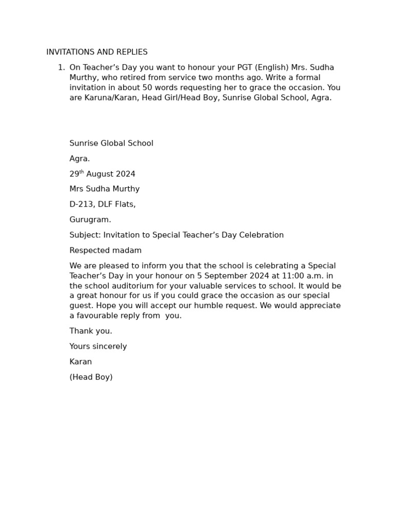 Invitations and Replies - Invitation Letter | PDF