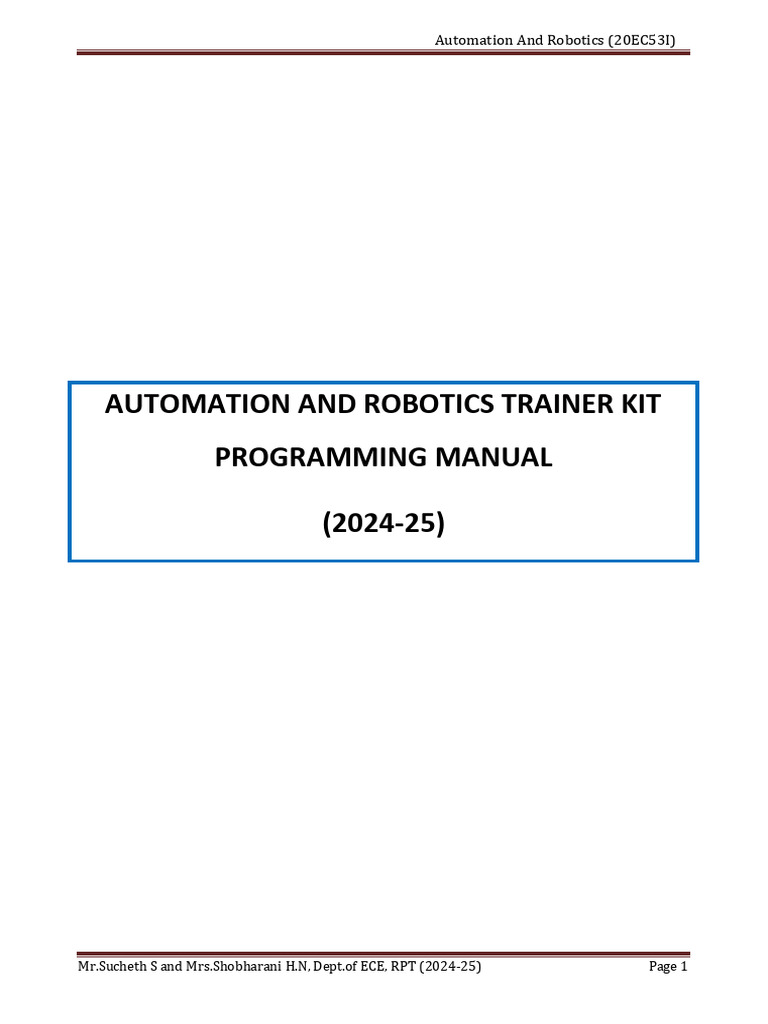 AUTOMATION AND ROBOTICS TRAINER KIT PROGRAMMING MANUAL (1) (2) | PDF ...
