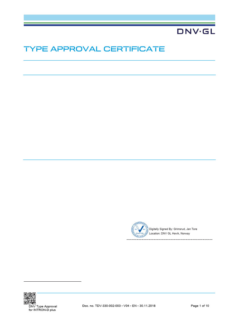DNV Type Approval for INTRON-D Plus | PDF | Electronics | Information ...