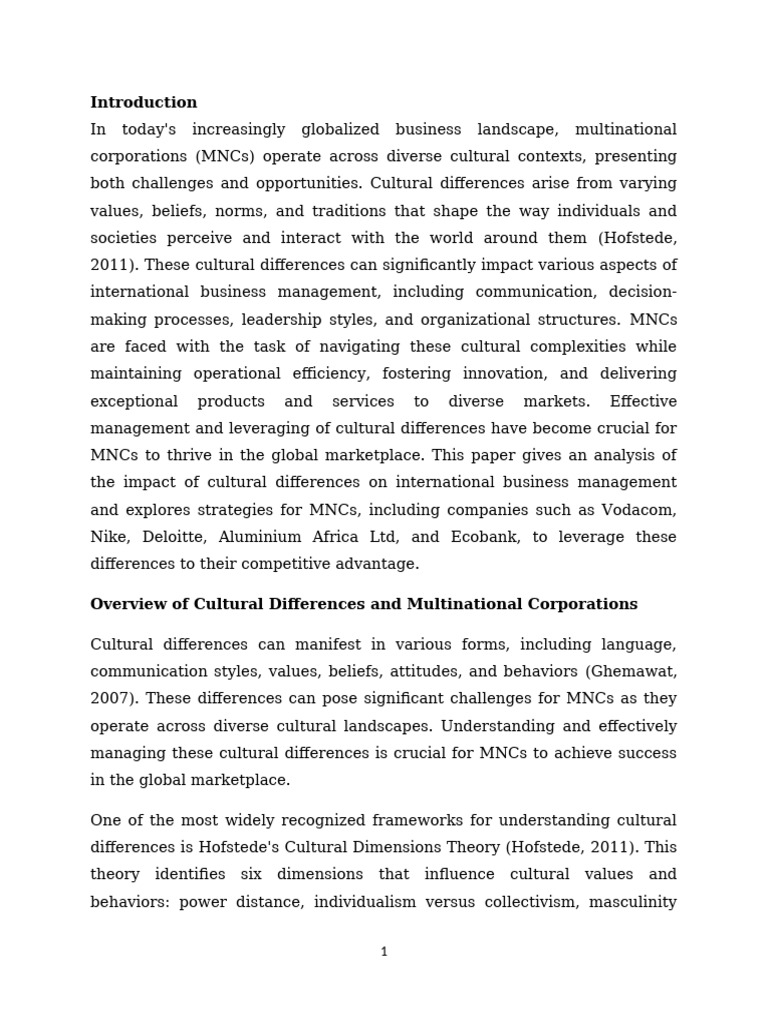 Cultural Differences in MNC Management | PDF | Incentive | Leadership