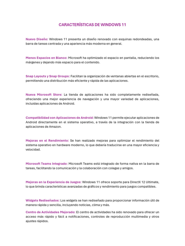 Características de Windows 11 | PDF