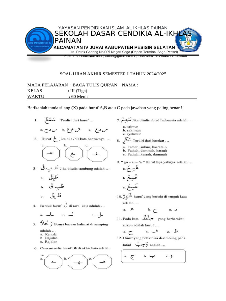 Soal Bta Kelas III | PDF