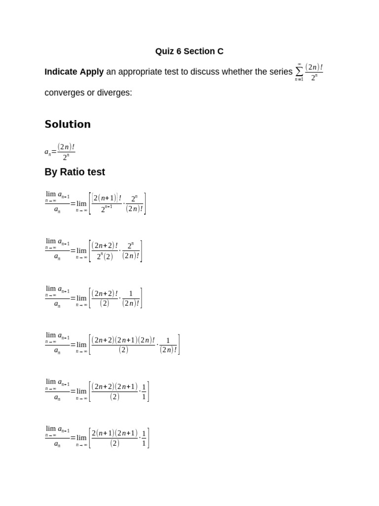 Solution Quiz 6 Sec C | PDF | Analysis | Mathematics