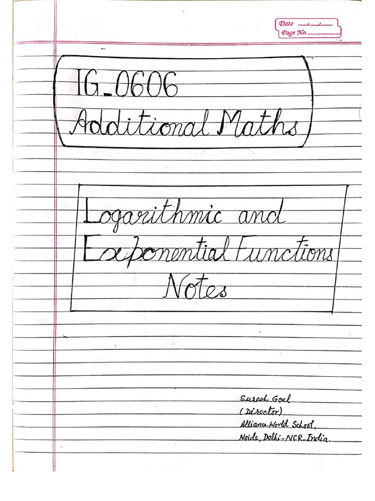 Ig 0606 Logarithmic and Exponential Functions Notes | PDF