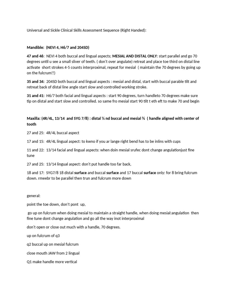Copy of Universal & Sickle CSA Right Handed Sequence | PDF