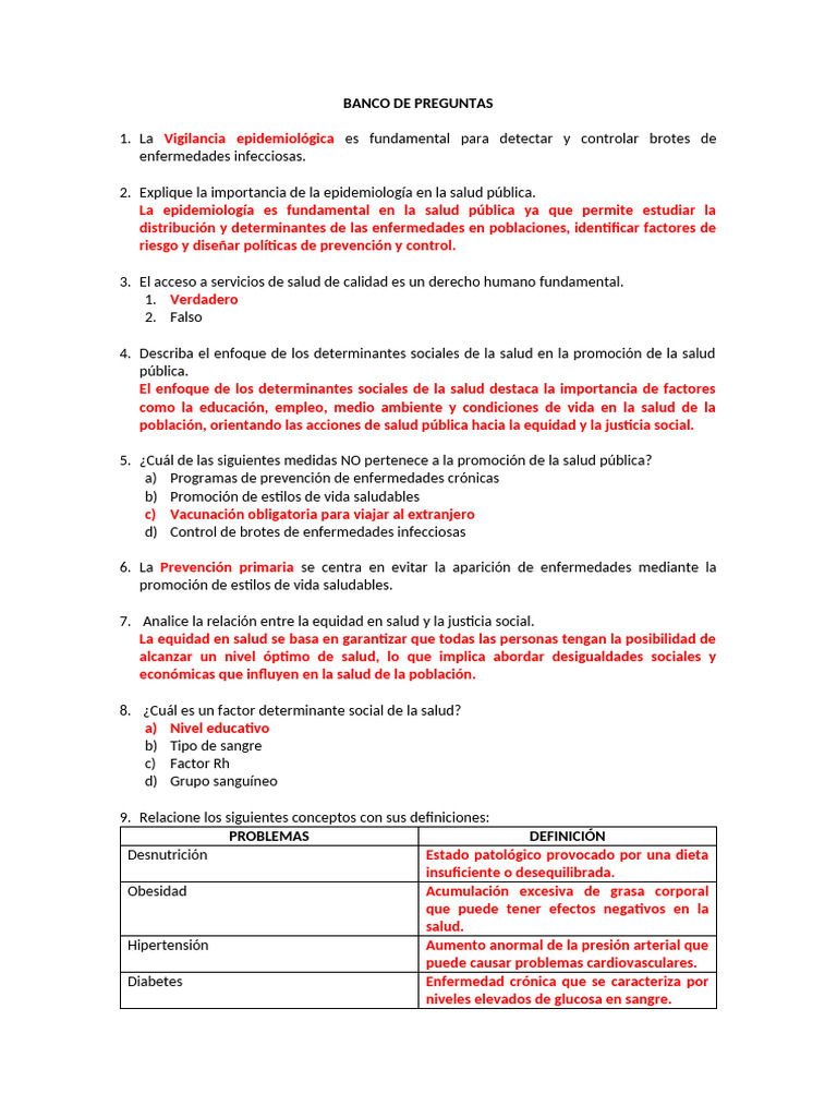 Banco de Preguntas Isp | PDF | Salud pública | Asistencia sanitaria preventiva