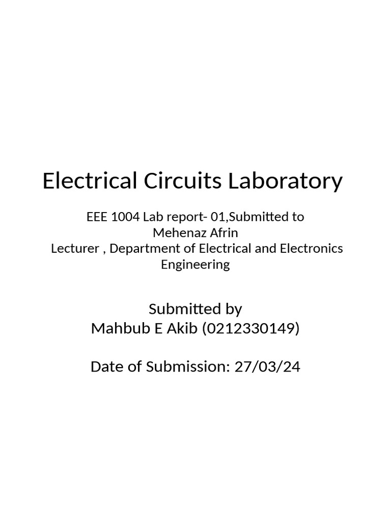 Electrical Circuits Laboratory | PDF | Electricity | Electrical Engineering