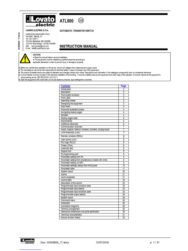 ATS Manual | PDF | Programmable Logic Controller | Power Supply