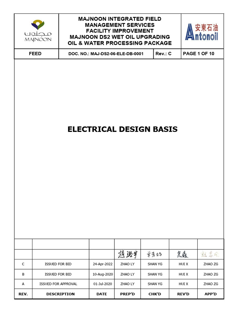 MAJ-DS2-06-ELE-DB-0001 - C Electrical Design Basis | PDF | Insulator ...