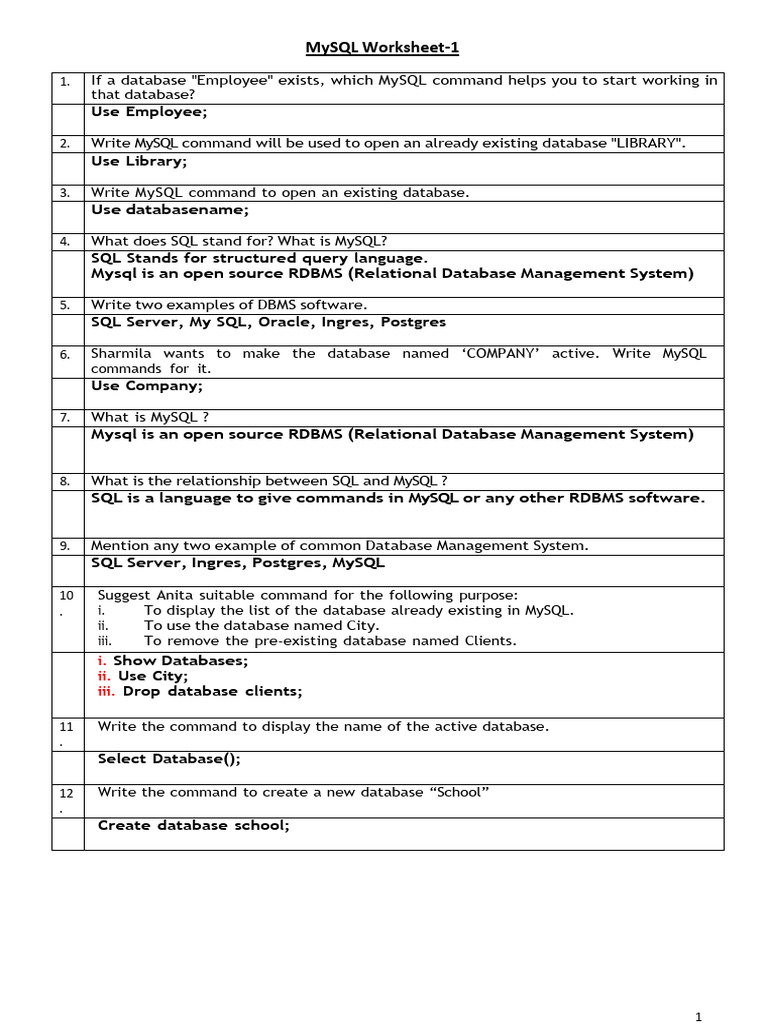 MYSQL - Question Bank With Solutions | PDF | Databases | Relational Database