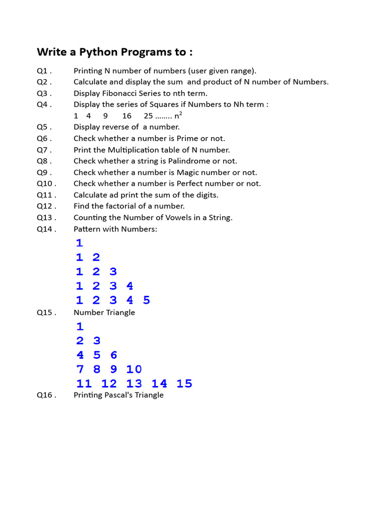 List of Python Programs Using Loops | PDF