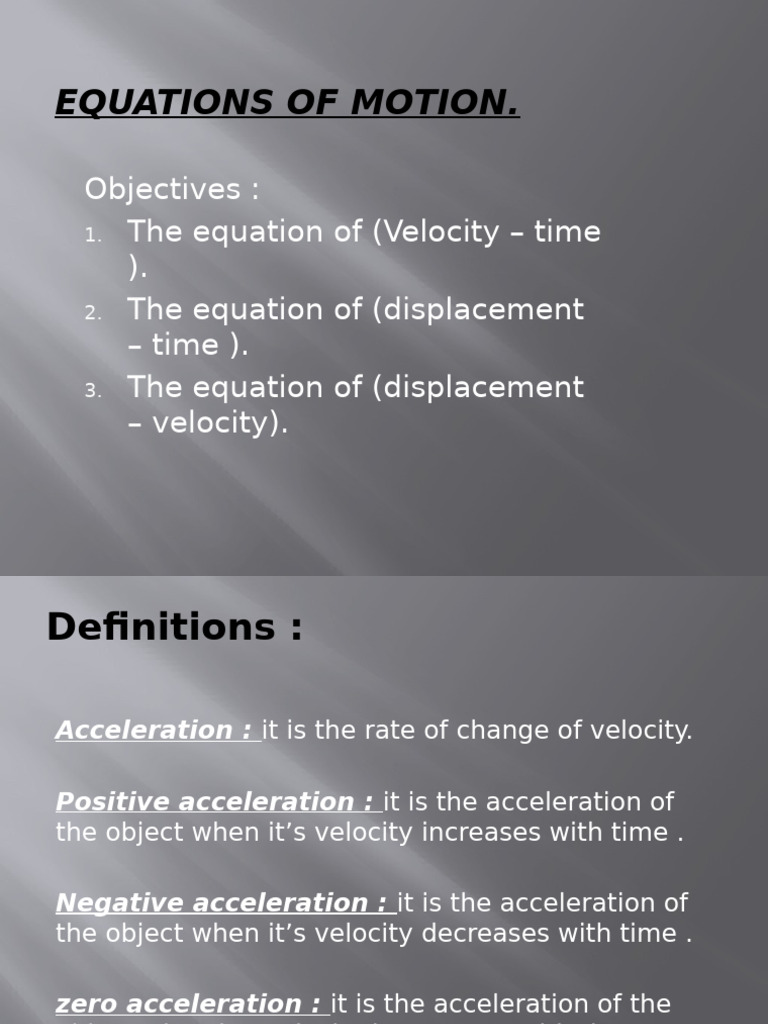 3061 - Equations of Motion gr.10 | PDF