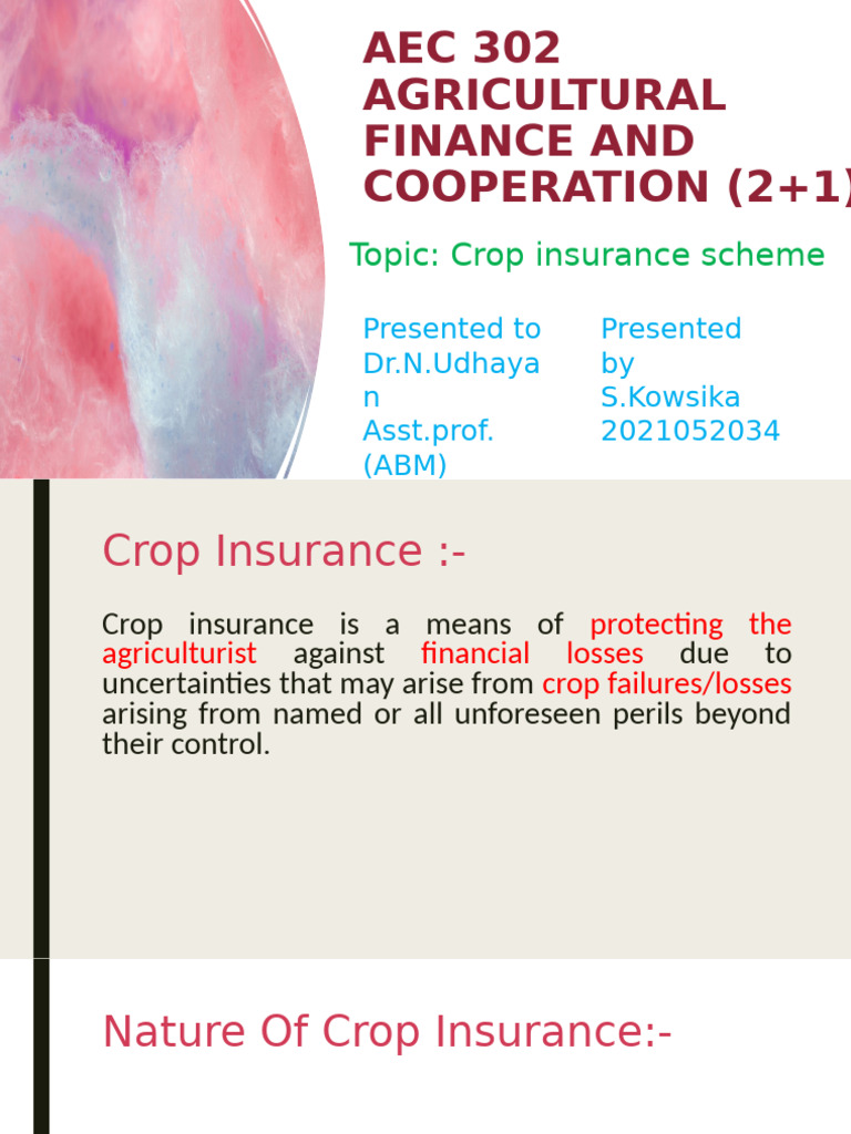Kowsika S (2021052034) Crop Insurance Schemes | PDF | Crop Insurance ...
