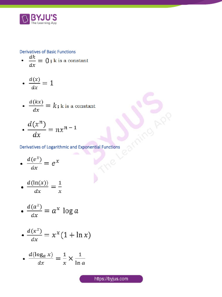 Differentiation and Derivative Formulas | PDF