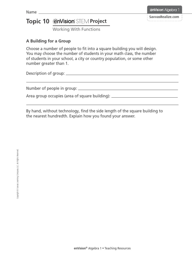 Topic 10 - Envision STEM Masters PDF | PDF