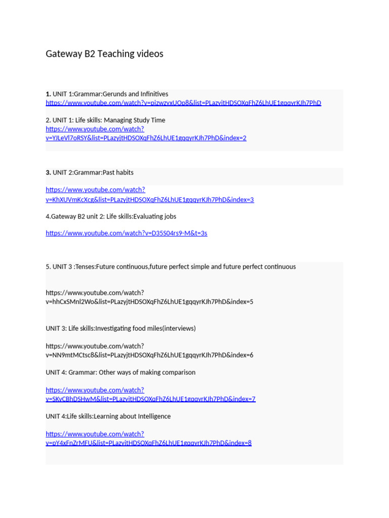 Gateway B2 Teaching Video Series | PDF