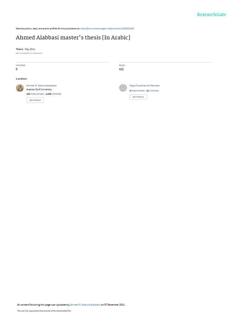 Ah Medal Abbas I Masters Thesis | PDF