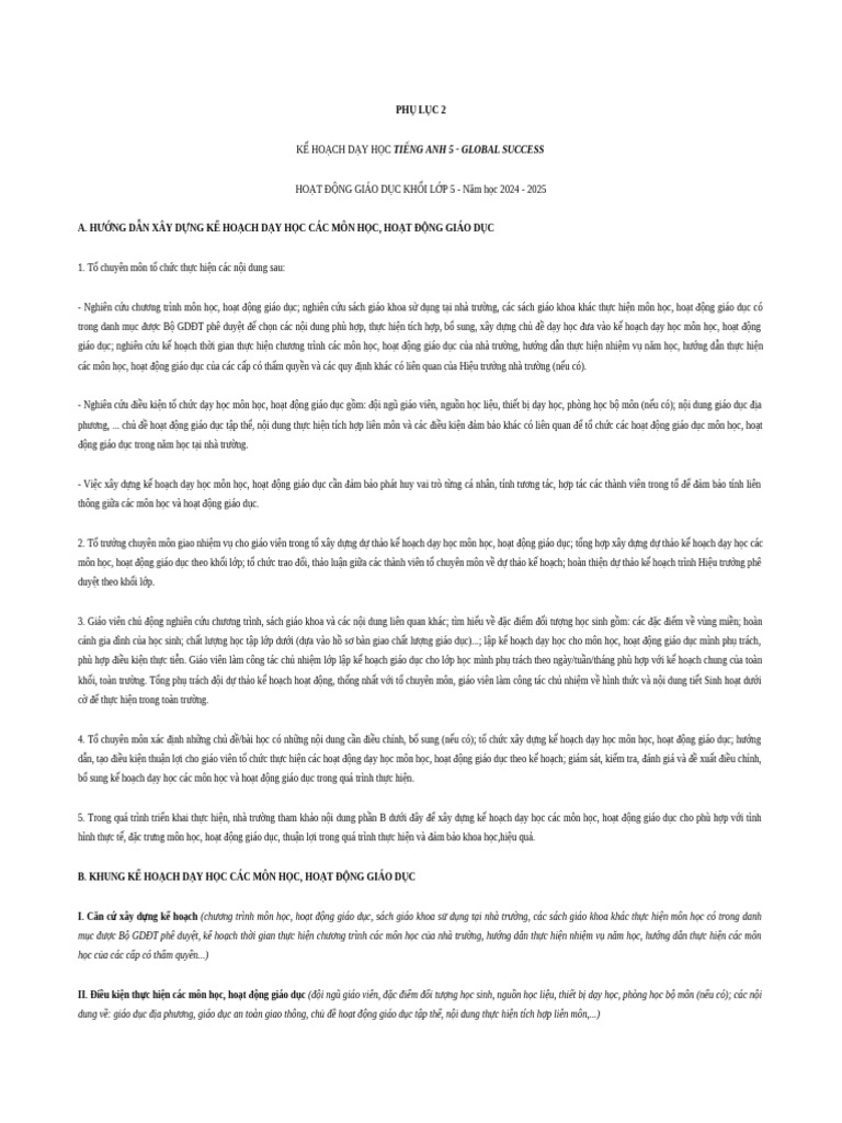 Pl2 Kế Hoạch Dạy Học | PDF